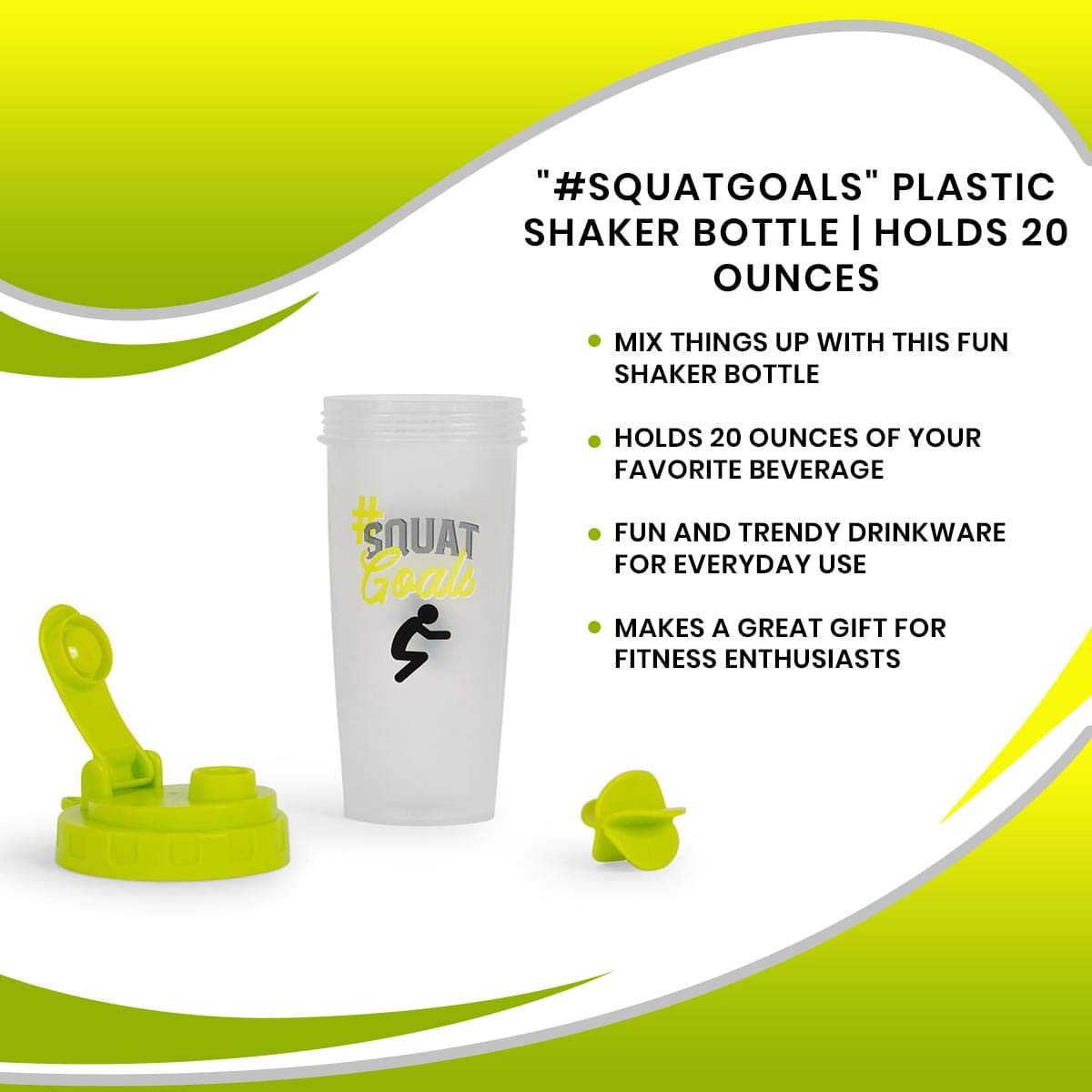 Toynk #SquatGoals Plastic Shaker Bottle | Holds 20 Ounces