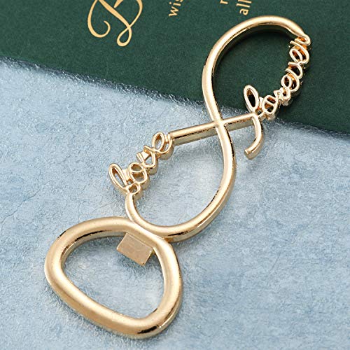 Yuokwer 24 PCS Upgrade Love Beer Bottle Opener Wedding Party Favor Bottle Opener for Baby Shower Favor Bridal Shower Party Supplies Wedding Souvenir Gift Decorations(Gold Love Forever, 24)