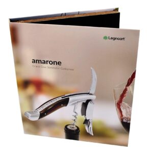 Legnoart Amarone Stainless Steel Sommelier Corkscrew with Dark Pakkawood Handle