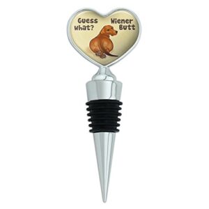 guess what wiener dog butt dachshund funny heart love wine bottle stopper