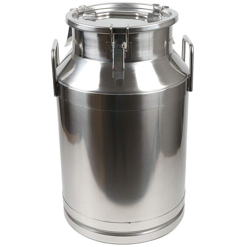 BoTaiDaHong 40L/10Gallon Stainless Steel Milk Can Wine Pail Water Bucket Oil Barrel Tea 340mm dia Milk Can Canister Dairy Pot Bucket Liquid Storage Barrel