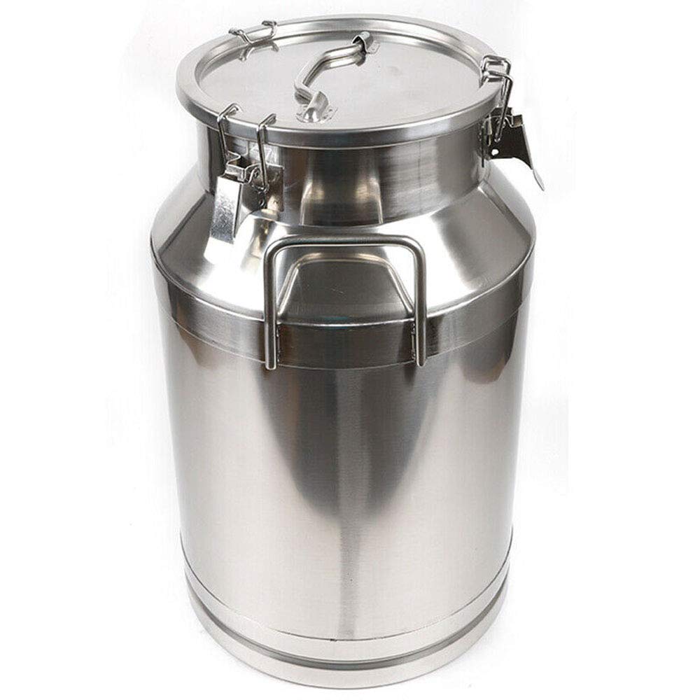 BoTaiDaHong 40L/10Gallon Stainless Steel Milk Can Wine Pail Water Bucket Oil Barrel Tea 340mm dia Milk Can Canister Dairy Pot Bucket Liquid Storage Barrel