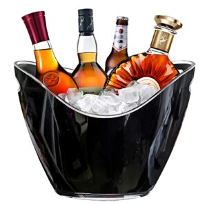 raincol ice bucket black acrylic 8 liter plastic tub for drinks and parties, food grade, holds 5 full-sized bottles and ice