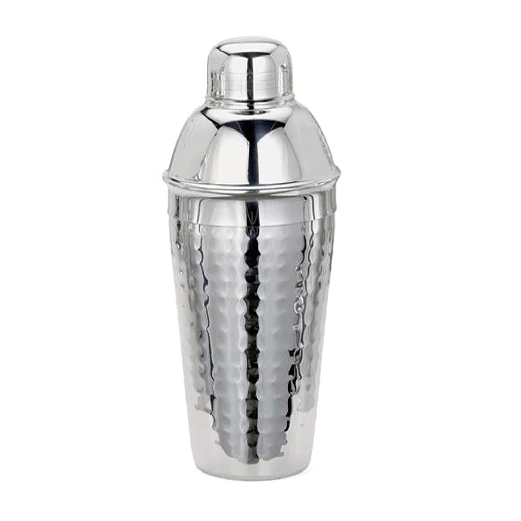 Cuisinox Stainless Steel Cocktail Shaker with Lid and Strainer, Hammered Finish, 9.4"- 24 oz