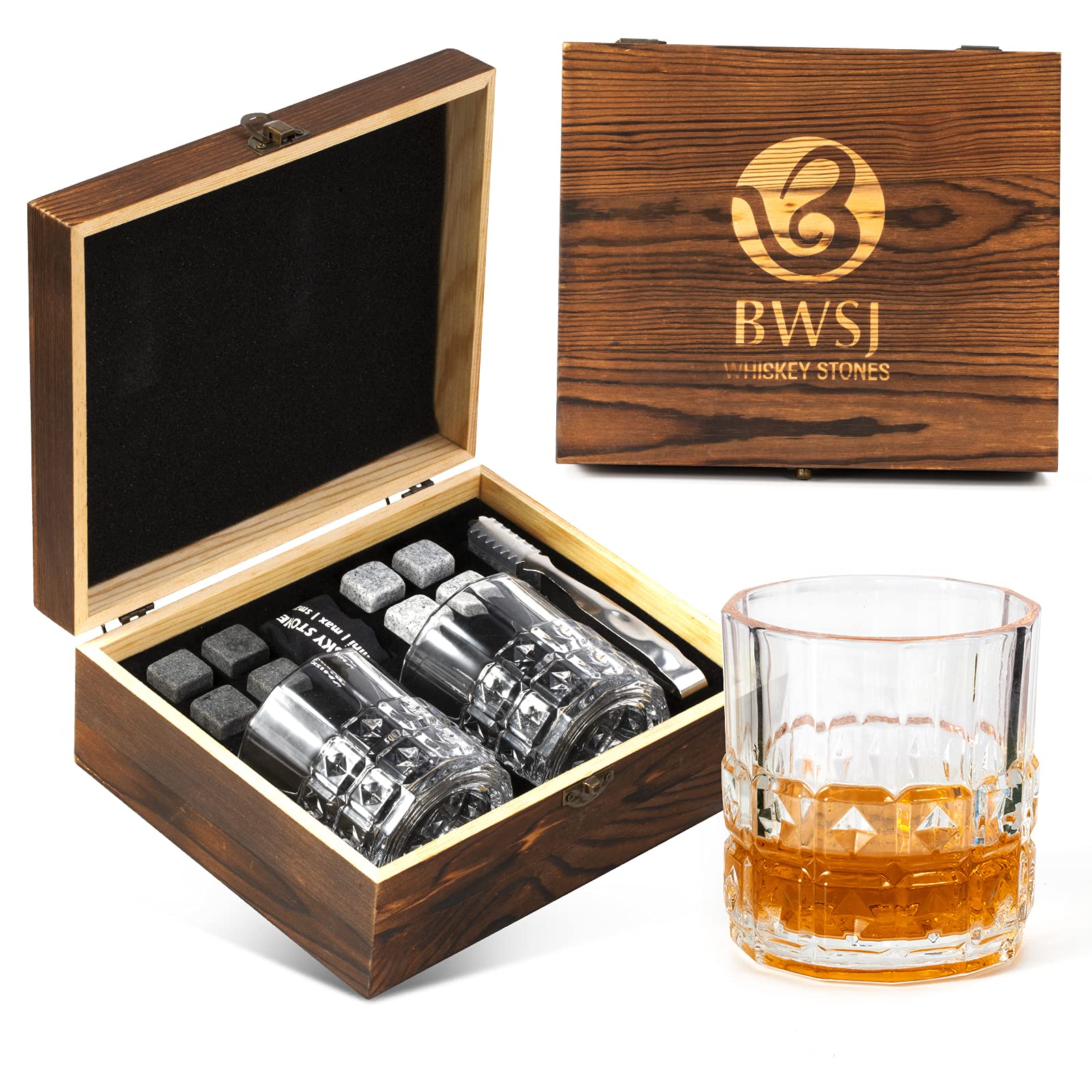 Gifts for Men Dad Husband Whiskey Glasses Set Chilling Stones Gifts for Birthday Boyfriend Christmas Fathers Day Festival Anniversary Retirement