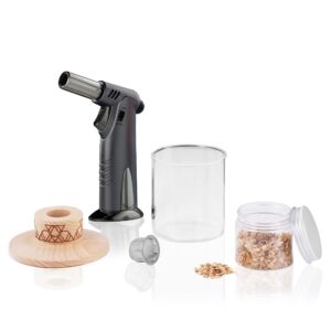 viski alchemi single serve smoke cocktail kit with glass and torch - smoked whiskey kit with torch - 5 piece set