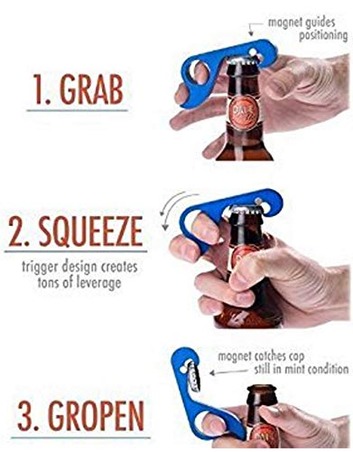 GrabOpener One Handed Grab Opener for Bottles, Blue