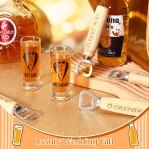 Didaey 12 Pcs Groomsmen Shot Glasses and Beer Bottle Opener Set Include 6 Best Man Groomsmen Shot Glasses and 6 Bottle Opener Bulk Groomsmen Gifts Groomsman Proposal Gifts for Wedding Favor (Simple)