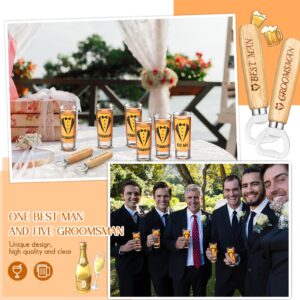 Didaey 12 Pcs Groomsmen Shot Glasses and Beer Bottle Opener Set Include 6 Best Man Groomsmen Shot Glasses and 6 Bottle Opener Bulk Groomsmen Gifts Groomsman Proposal Gifts for Wedding Favor (Simple)