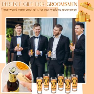 Didaey 12 Pcs Groomsmen Shot Glasses and Beer Bottle Opener Set Include 6 Best Man Groomsmen Shot Glasses and 6 Bottle Opener Bulk Groomsmen Gifts Groomsman Proposal Gifts for Wedding Favor (Simple)