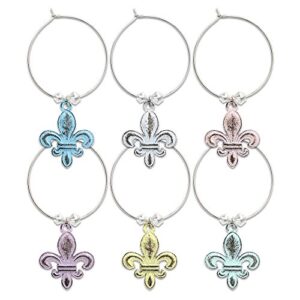 epic products 83-113 vintage fleur de lis my glass charms (set of 6), multicolor