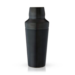 viski titanium cocktail shaker, cobbler shaker with brushed finish, built-in strainer and cap, 18.5 oz, set of 1, black