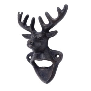 treasure gurus cast iron wall mount deer antlers beer/soda bottle opener hunting cabin bar/pub decor