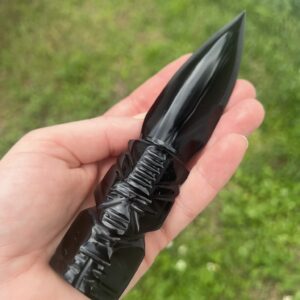 Sluiceboy Prospecting Obsidian Letter Opener | Dragon Glass Knife | 6" Length | Gemstone Obsidian Black Dagger (1)…