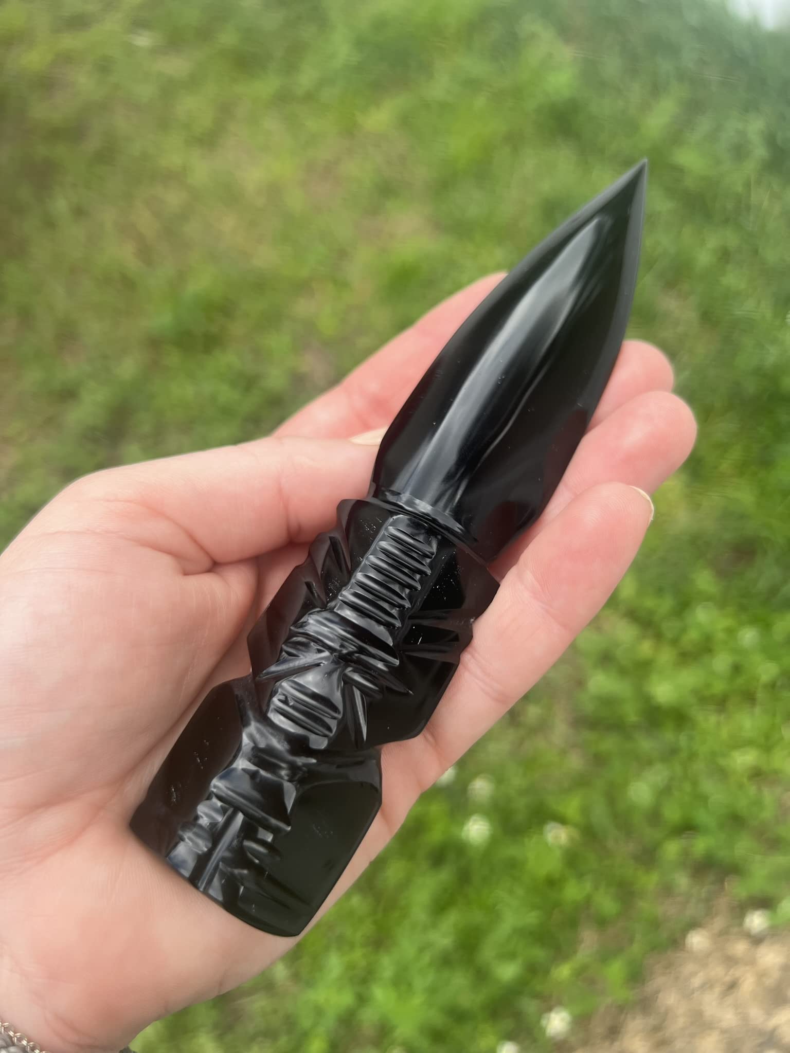 Sluiceboy Prospecting Obsidian Letter Opener | Dragon Glass Knife | 6" Length | Gemstone Obsidian Black Dagger (1)…