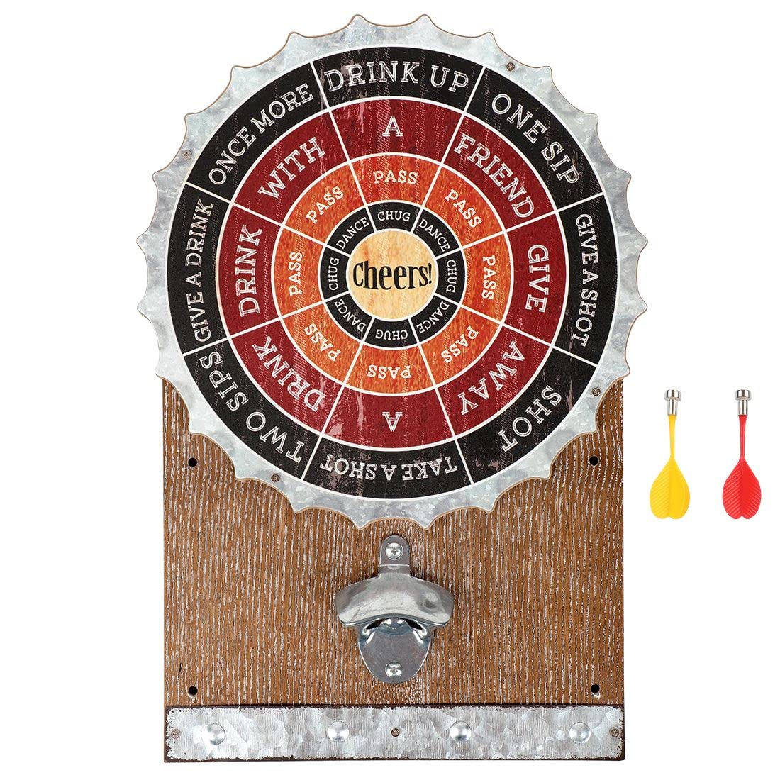 Lily’s Home Magnetic Dart Board Drinking Game with Wall Mount Beer Bottle Opener