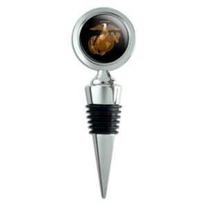 marine corps usmc golden logo on black eagle globe anchor officially licensed wine bottle stopper