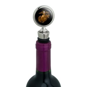 Marine Corps USMC Golden Logo on Black Eagle Globe Anchor Officially Licensed Wine Bottle Stopper