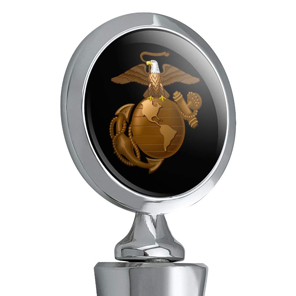 Marine Corps USMC Golden Logo on Black Eagle Globe Anchor Officially Licensed Wine Bottle Stopper