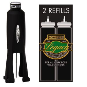 cork pops legacy wine bottle opener and 2 refill cartridges