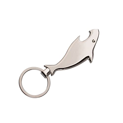 ARFUKA Bottle Opener Keychain Portable Metal Beer Bottle Opener Keyring Shark Shaped Novelty Soada Drinks Bottle Opener Key Chain Christmas Birthday Gift for Men and Women