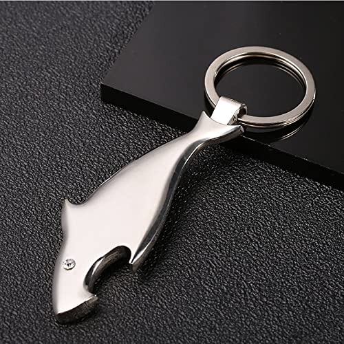 ARFUKA Bottle Opener Keychain Portable Metal Beer Bottle Opener Keyring Shark Shaped Novelty Soada Drinks Bottle Opener Key Chain Christmas Birthday Gift for Men and Women