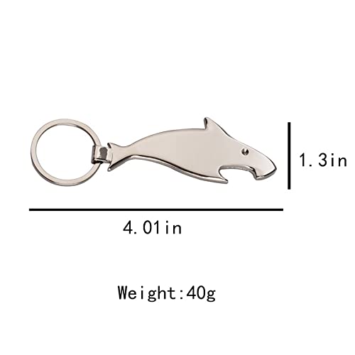 ARFUKA Bottle Opener Keychain Portable Metal Beer Bottle Opener Keyring Shark Shaped Novelty Soada Drinks Bottle Opener Key Chain Christmas Birthday Gift for Men and Women