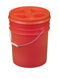 one orange 5 gallon bucket with orange gamma seal lid (threaded lid with gasket)