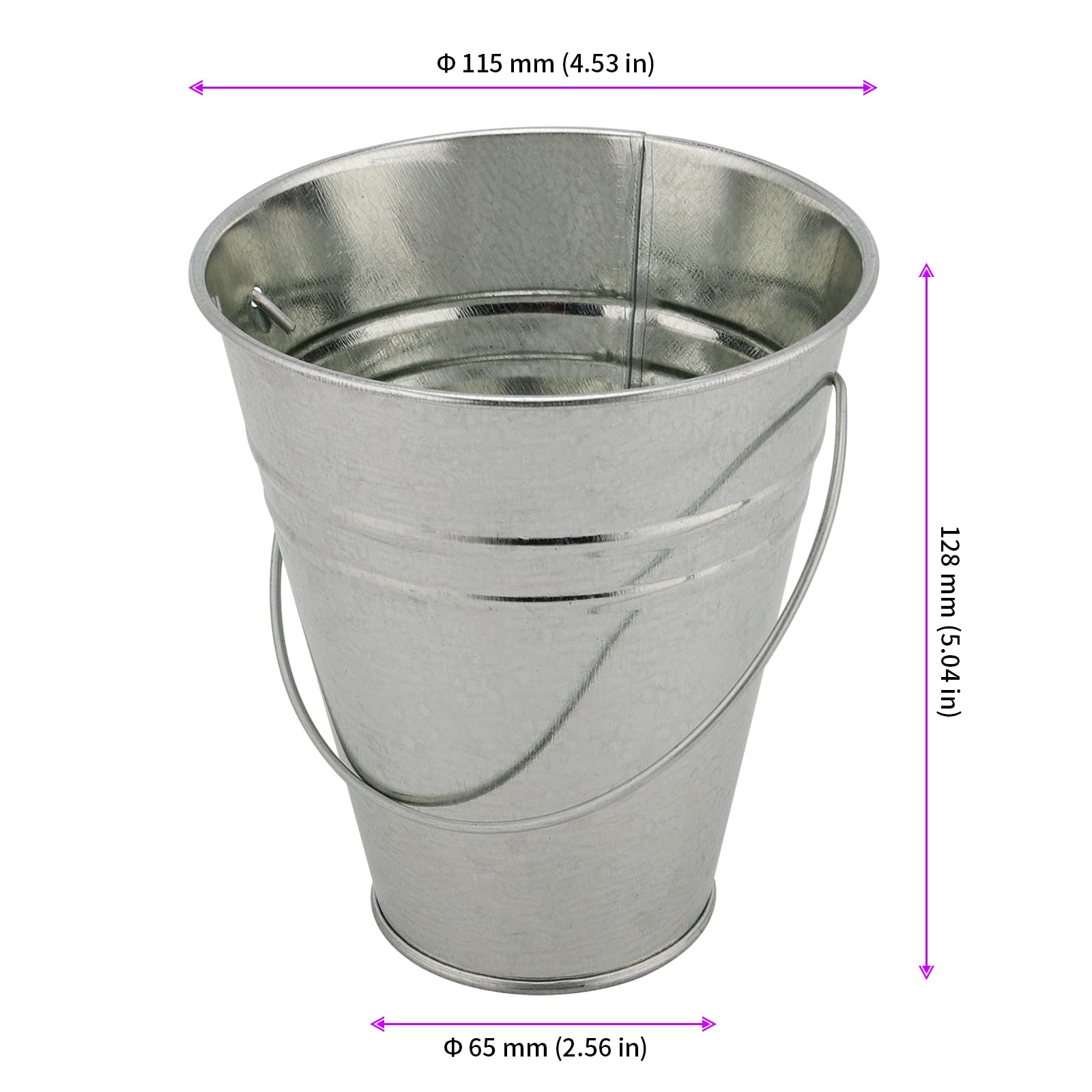 JEUIHAU 25 PCS 5x4.5 inch Galvanized Buckets Pails, Mini Galvanized Buckets, Mini Tin Pails Tin Buckets for Parties, Ice, Snacks, Craft, Decorations, Garden Planters