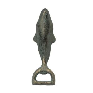 Hampton Nautical Cast Iron Whale Bottle Opener, 7", Rustic Bronze