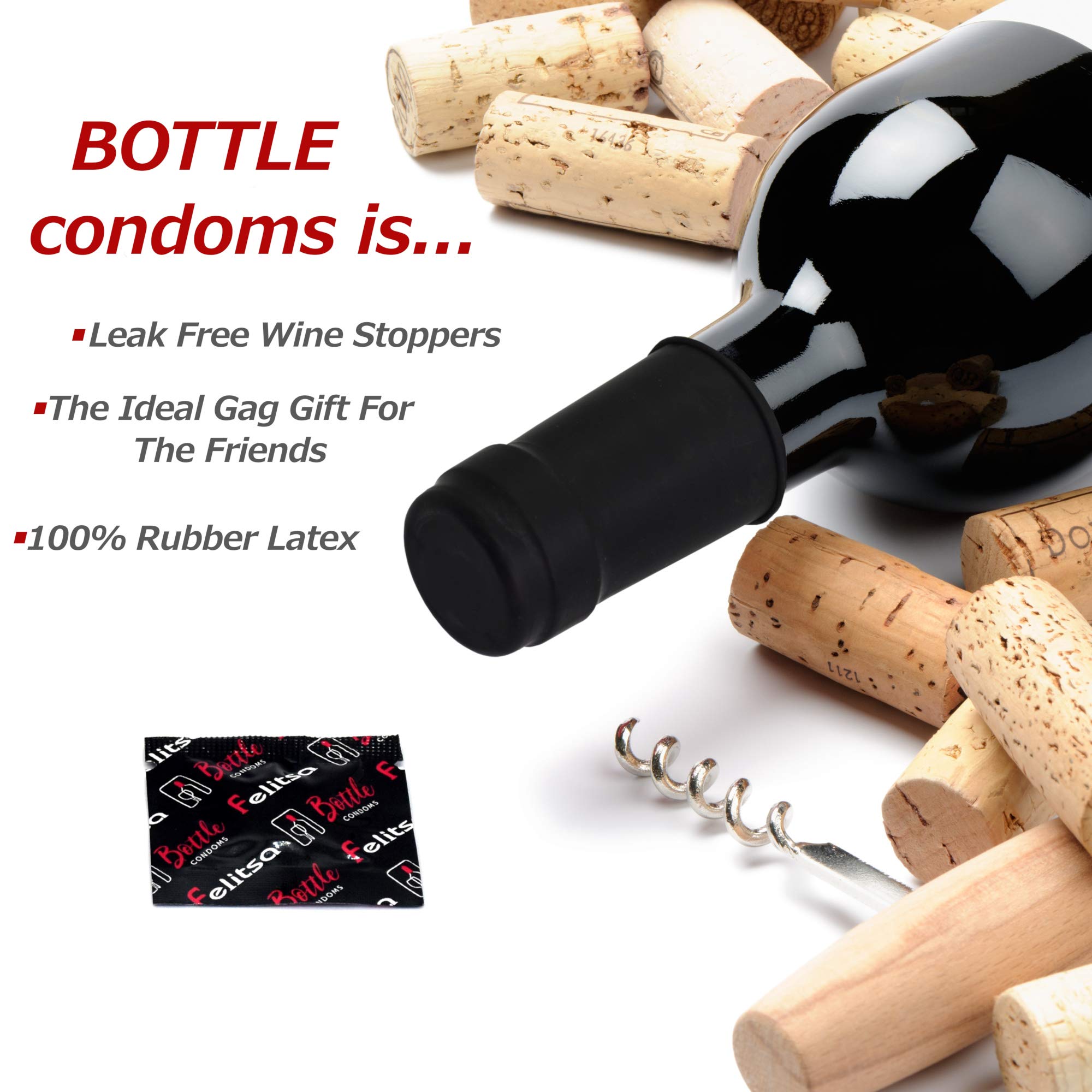 Wine Bottle Stopper - Bottle Condoms for Beverages - Bachelorette Party and Wine Lovers Gag Gift - White Elephant Funny Gift - 6 Pack