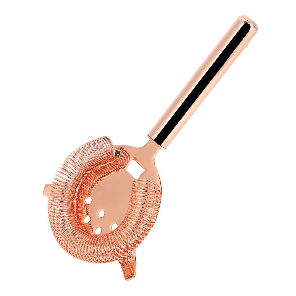 Cocktail Strainer, Rose Gold Stainless Steel Martini Drink Strainer Ice Filter for Professional Bartenders and Mixologists