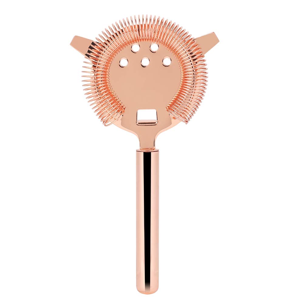 Cocktail Strainer, Rose Gold Stainless Steel Martini Drink Strainer Ice Filter for Professional Bartenders and Mixologists