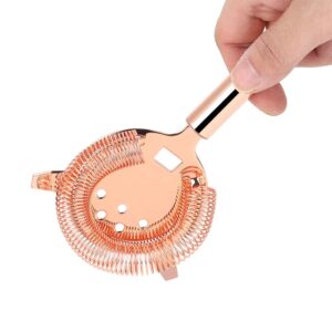 Cocktail Strainer, Rose Gold Stainless Steel Martini Drink Strainer Ice Filter for Professional Bartenders and Mixologists