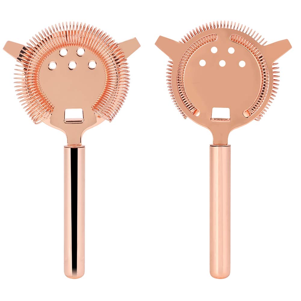 Cocktail Strainer, Rose Gold Stainless Steel Martini Drink Strainer Ice Filter for Professional Bartenders and Mixologists