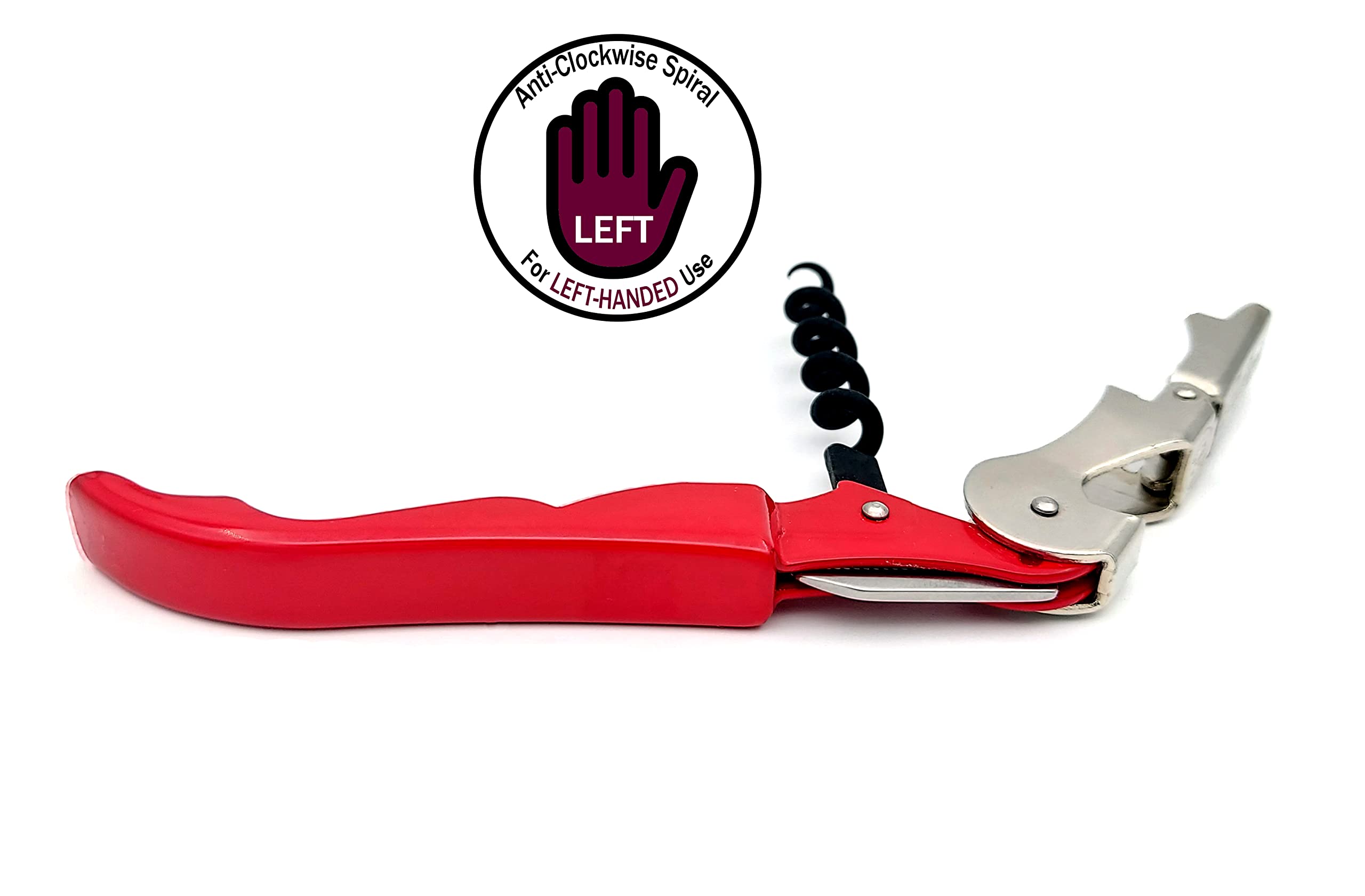 Pulltap's Genuine LEFT HANDED Classic 500 Wine Key Corkscrew (Rojo - Red)