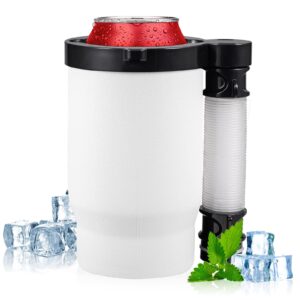 portable can or bottle cooler & cup with 2 detachable expandable hose and bottle opener keychain,hose funnel cup for beverage drink, built for party bottle bottle drinking funnel (white)