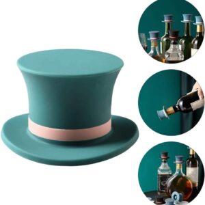 Funny And Classy Wine Stopper Silicone Decorative Hat, Reusable Gentleman Hat Cork for Whisky, Gin, Vodka, Tequila, Beer, Champagne, Magic Wine Preserver Gift for Wine Lovers (3PK- Black, Green, Blue)