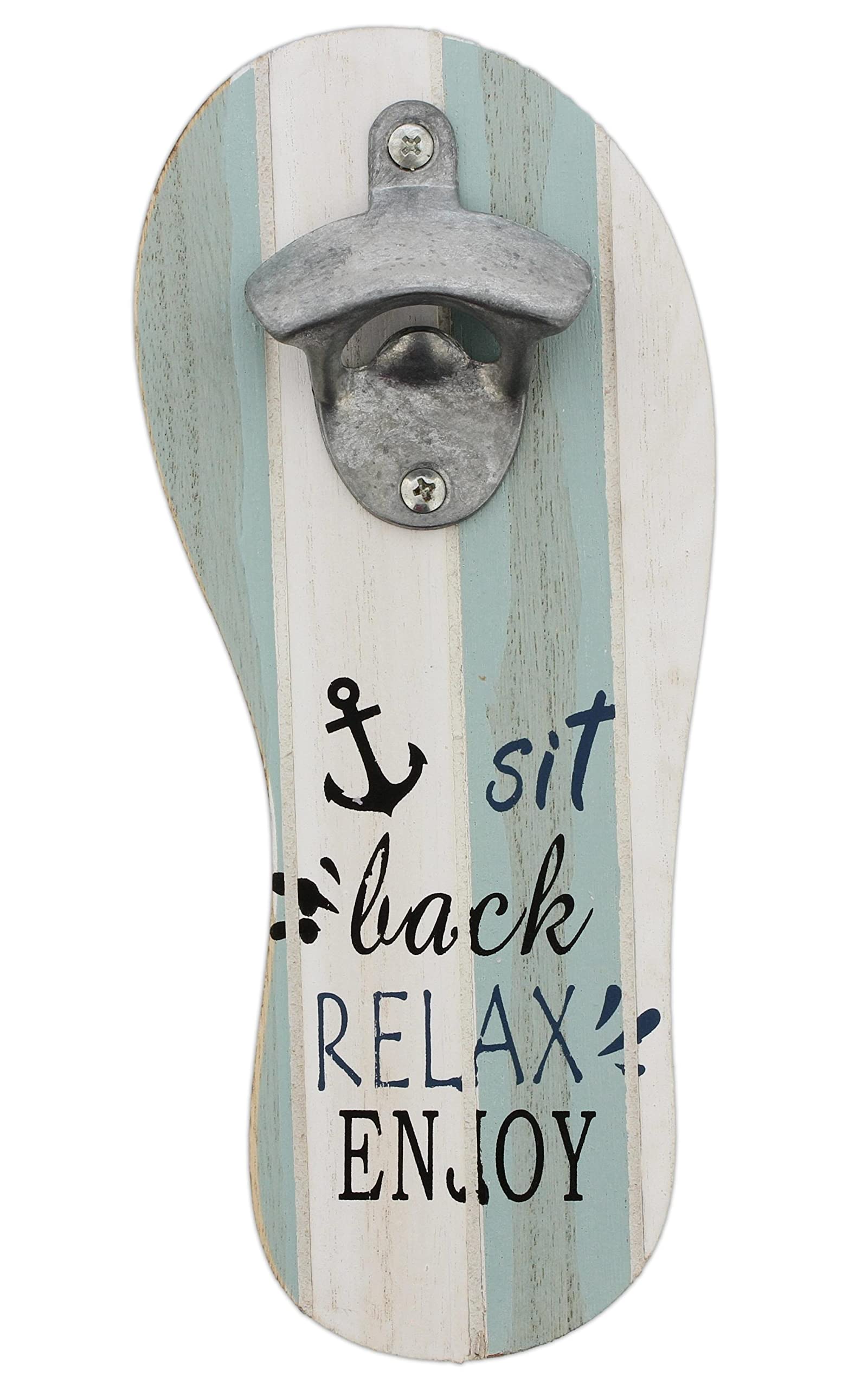 Coastal Beach Flip Flop Wall-Mounted Bottle Opener Coastal Decor (Relax)