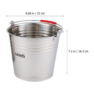 Zerodeko Stainless Steel Bucket Galvanized Bucket with Lid Industrial Bucket Circle Vase Galvanized Buckets Portable Water Kettle Dog Kennel Bucket Baby Metal Plastic Wastebasket