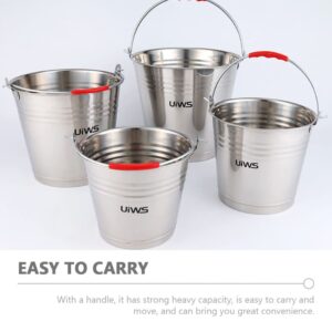 Zerodeko Stainless Steel Bucket Galvanized Bucket with Lid Industrial Bucket Circle Vase Galvanized Buckets Portable Water Kettle Dog Kennel Bucket Baby Metal Plastic Wastebasket