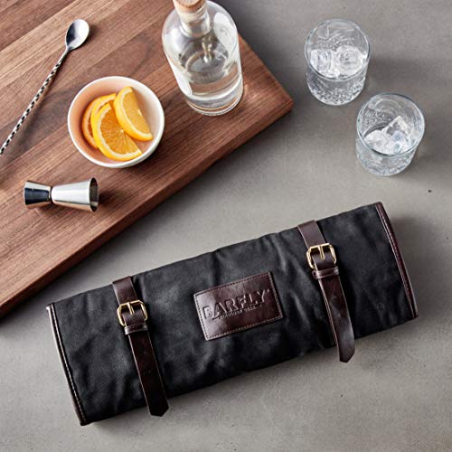 Barfly Mixology Roll Black with brown leather accents