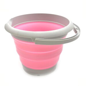 SAMMART 3 pcs. 5L / 1.32 gallons Collapsible Plastic Bucket (5L Round Set of 3, Bright Green+Bright Blue+Pink)