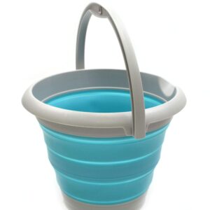 SAMMART 3 pcs. 5L / 1.32 gallons Collapsible Plastic Bucket (5L Round Set of 3, Bright Green+Bright Blue+Pink)