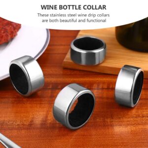 Hemoton Pack of 12 Kitchen Stainless Steel Wine Bottle Collars, Durable and Plated Wine Drip Ring