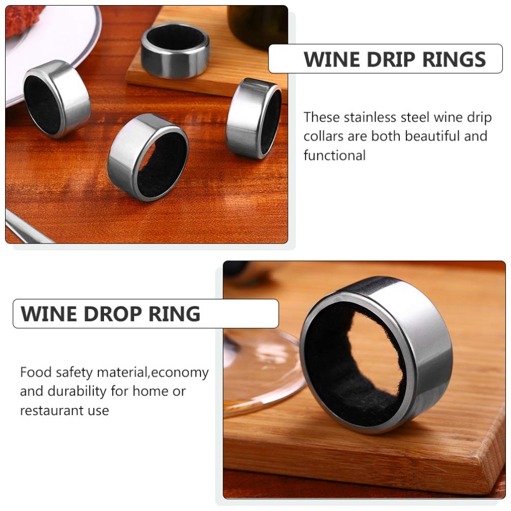 Hemoton Pack of 12 Kitchen Stainless Steel Wine Bottle Collars, Durable and Plated Wine Drip Ring