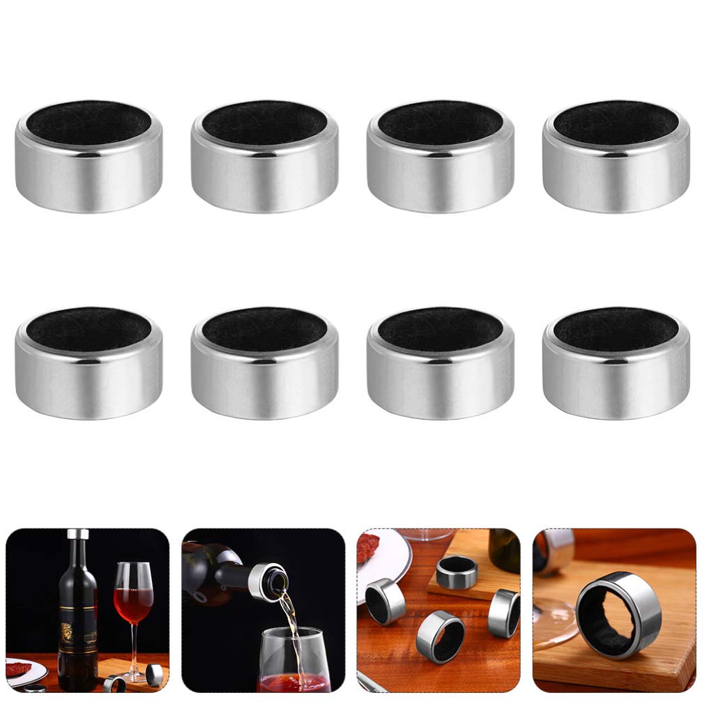 Hemoton Pack of 12 Kitchen Stainless Steel Wine Bottle Collars, Durable and Plated Wine Drip Ring