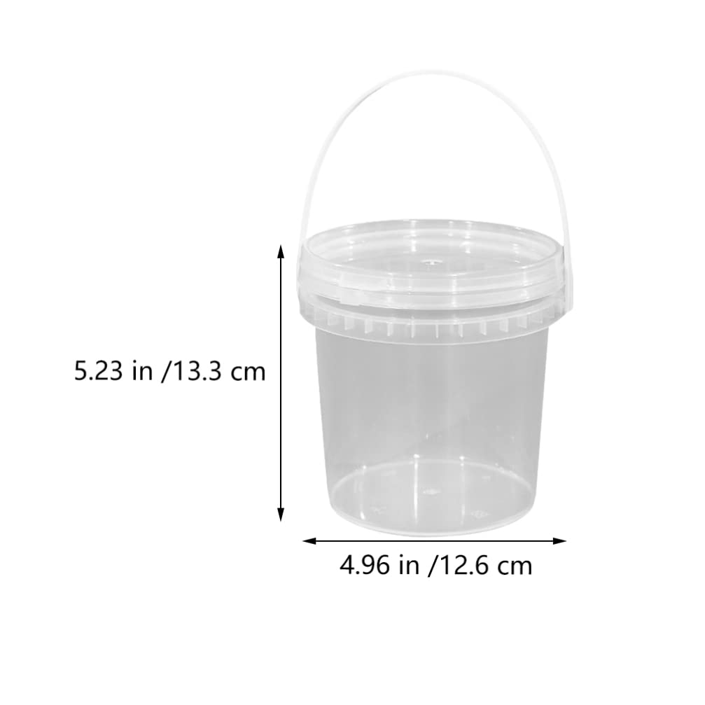 UPKOCH 2 Pcs Plastic Food Storage Containers 32oz Ice Cream Bucket with Lid and Handle Clear Soup Pails Airtight Container for Snacks Deli Food Fruit