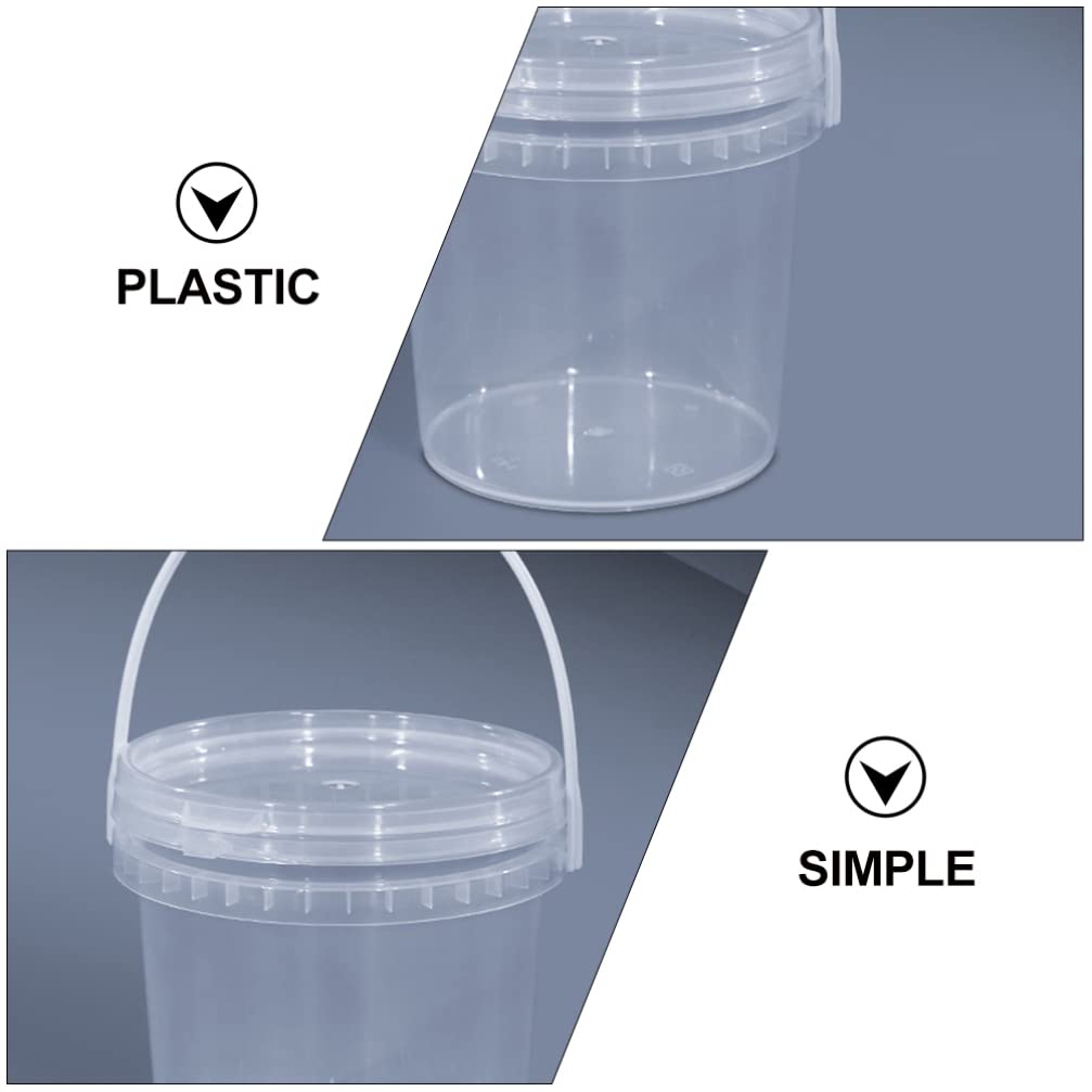 UPKOCH 2 Pcs Plastic Food Storage Containers 32oz Ice Cream Bucket with Lid and Handle Clear Soup Pails Airtight Container for Snacks Deli Food Fruit