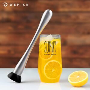 Wepikk Cocktail Muddler Stainless Steel 8.7 Inch Fruit Ice Crusher Bar Tools Bartender Set 1 Pcs for Mojito Mint and Other Fruit Based Drinks